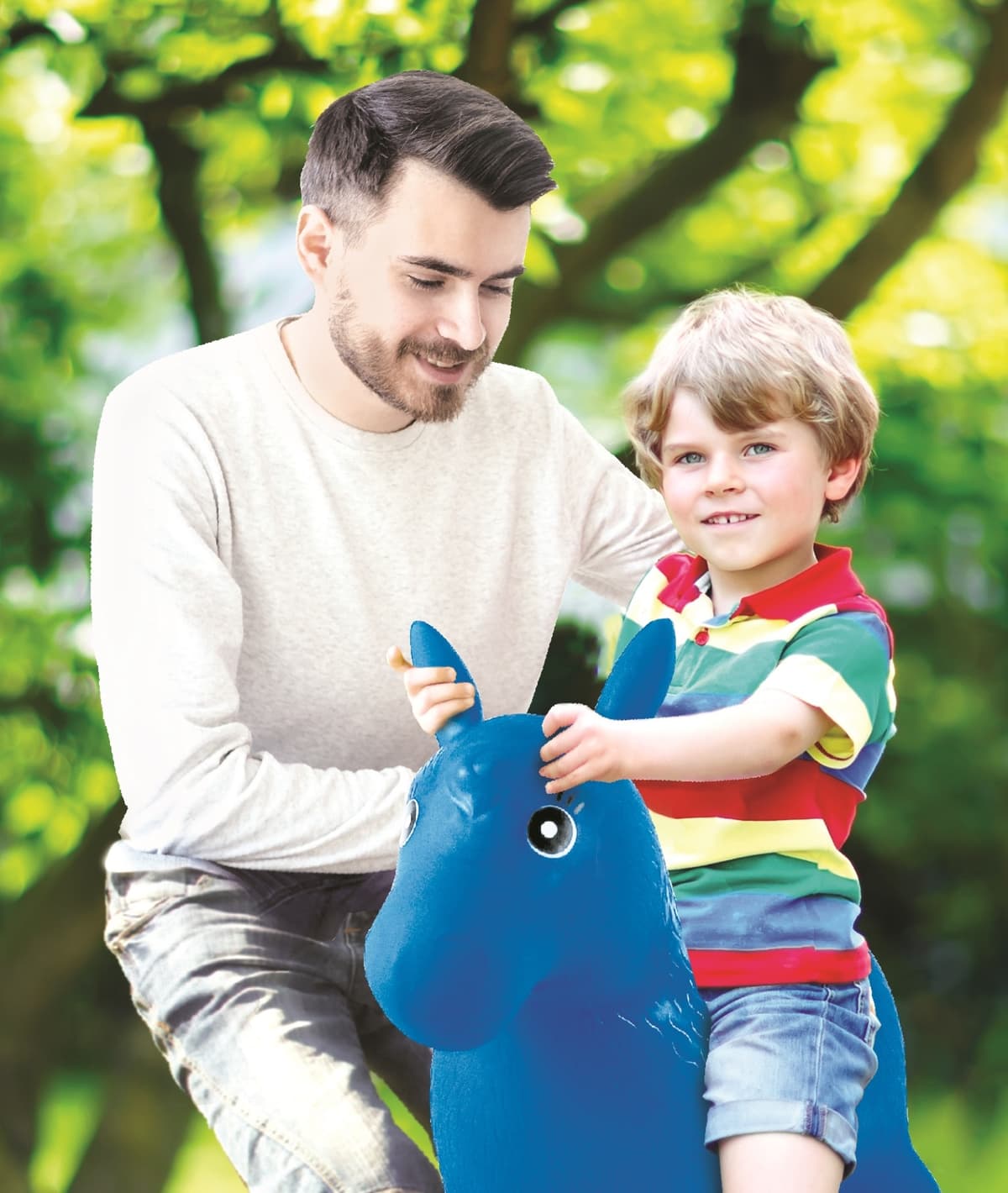 Blue Inflatable Jumping Pony with plush cover | Lexibook